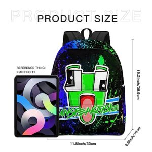 Yruzenw Anime Backpack 2 Piece Set With Pencil Case, Cartoon 3d Print Laptop Backpack Fashion Bookbag For Boys Girs Teens 15Inch