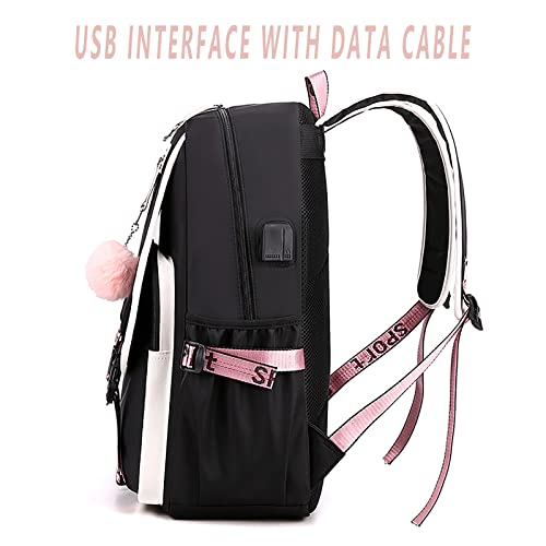 NPVNW USB Backpack Casual Daypack Bag Knapsack Adjustable Shoulder Strap for Teens Gift,-2