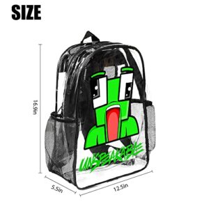 Cejburw Game Clear Backpack Waterproof Transparent Bookbag Heavy Duty See Through PVC Daypack for Boys Girls