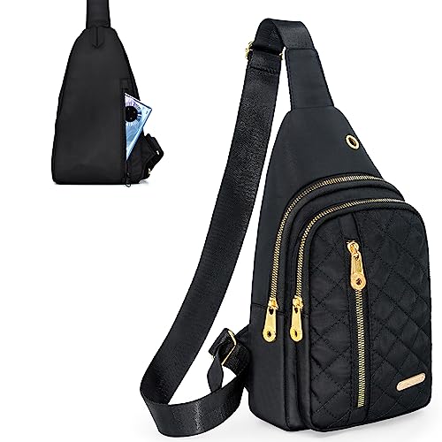 Aisijimo Mini Crossbody Sling Bag with Diamond Checkered pattern and Gold zipper for Women and Men(Black)