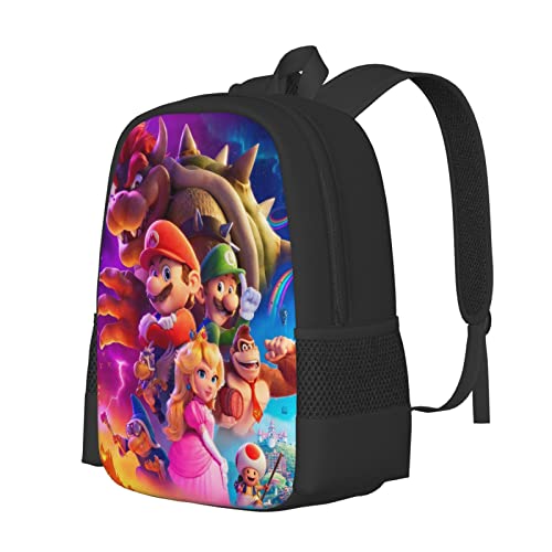 FNASFIA Super Cute Bros Backpack Pencil Case Lunch Bag 3 Piece Set Cartoon Backpack Boys And Girls' Backpack 3D Backpack