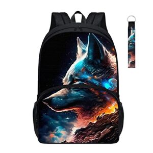 porclay galaxy wolf backpack for middle school boys aesthetic teen bookbag preschool elementary book bag for teens lightweight school supplies bag