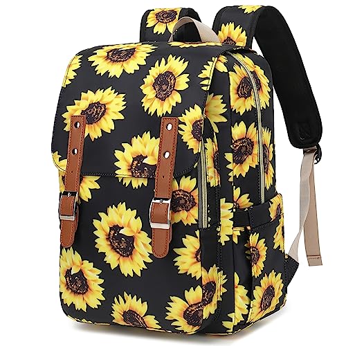 Kouxunt Sunflower Laptop Backpack for Women Girls, 15.6 inch College School Backpacks Travel Casual Daypack