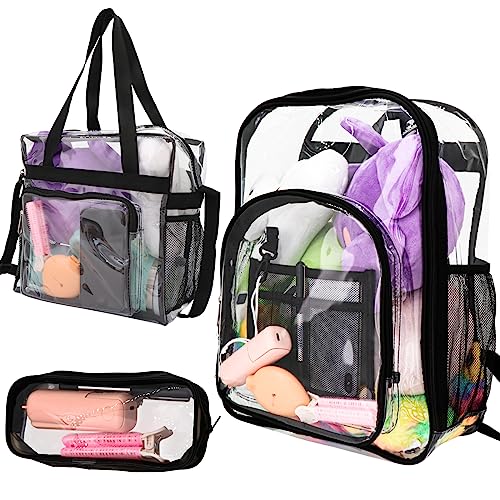 Adatos clear backpack, lunch box and pencil pouch for school, transparent backpack, clear lunch bag, clear pencil case