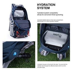 MOUNTAINTOP 40L Hiking Backpack with 3L Hydration Bladder for Men & Women Camping Climbing,Blue and Orange