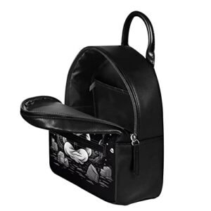 Showudesigns Ghost Purse for Teen Girls Backpack Mini Handbag for Women Gifts Shoulder Bags Casual Daypack with Zipper Cute Handbag Tote Black Skull Halloween Gifts