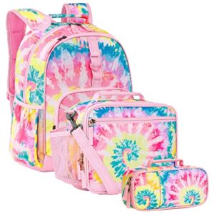 choco mocha 15inch tie dye backpack + lunch bag+ pencil bag