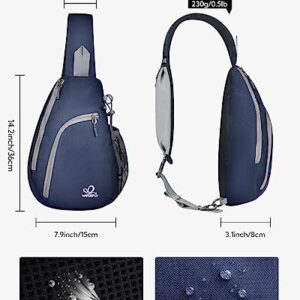 WATERFLY Crossbody Sling Bag Small Water Resistant Backpack Lightweight Shoulder Chest Daypack for Men Women Hiking Travel