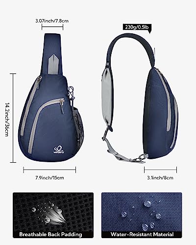 WATERFLY Crossbody Sling Bag Small Water Resistant Backpack Lightweight Shoulder Chest Daypack for Men Women Hiking Travel