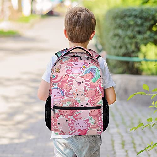 COOPASIA Axolotl Backpack for Girls Boys, 16 Inch Axolotl Theme Bookbag with Adjustable Straps, Durable, Lightweight