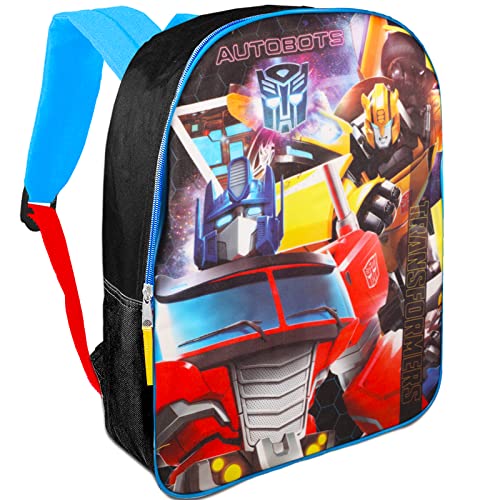 Transformers Backpack for Boys - Bundle with 15" Transformers Backpack, Water Bottle, Tattoos, Phone Wallet, More | Transformers School Bag for Kids