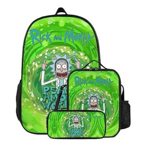 FLYIFE Anime-Inspired Cartoon Style Backpack Set - 3PCS Backpack for Teens with Pencil Case and Lunch Bag