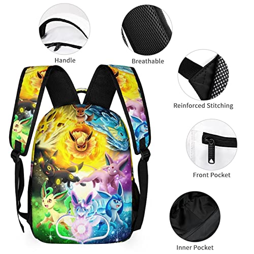 Anime Go Eev-ee Evolutions Backpack Versatile Stylish Multifunctional Anime Bag- for Work Leisure