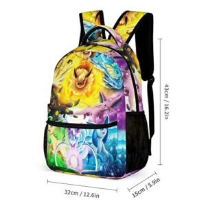 Anime Go Eev-ee Evolutions Backpack Versatile Stylish Multifunctional Anime Bag- for Work Leisure