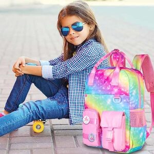 CCJPX Backpacks for Girls, 16 inch Kids Rainbow Bookbag for Elementary School Toddler Kindergarten Preschool