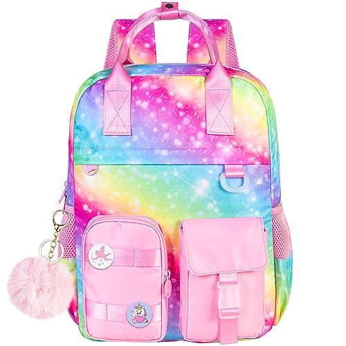 CCJPX Backpacks for Girls, 16 inch Kids Rainbow Bookbag for Elementary School Toddler Kindergarten Preschool