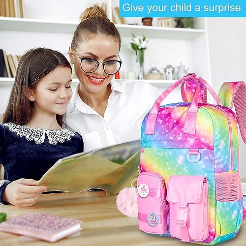 CCJPX Backpacks for Girls, 16 inch Kids Rainbow Bookbag for Elementary School Toddler Kindergarten Preschool