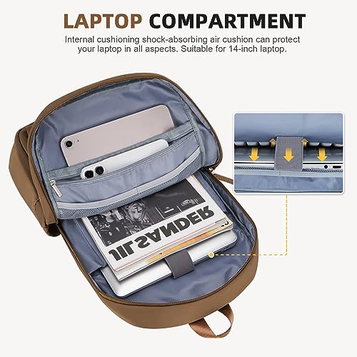 KEYEMP Large Travel Backpack Anti Theft Carry on Laptop Backpack with USB Charging Port Lightweight Water Resistant Aesthetic Casual Daypack College Backpack Work Bag for Women&Men,Champagne