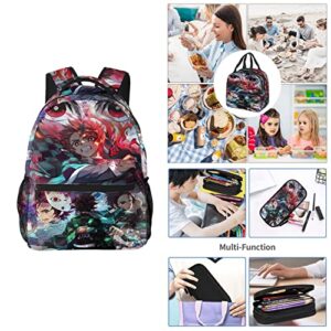 Nrmrqz Anime Backpack Set, 3d Printed Travel Backpack Set Of 3, Lightweight Casual Backpack With Lunch Bag