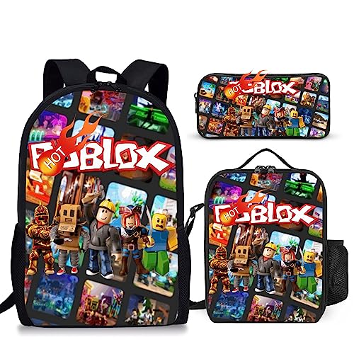 mxcowfe Kids Cartoon Backpack Set for Boys Girls, Casual School Bag with Lunch Bag Pencil Case, Durable Laptop Bag, Suitable for Travel, Back to School, Work style-1