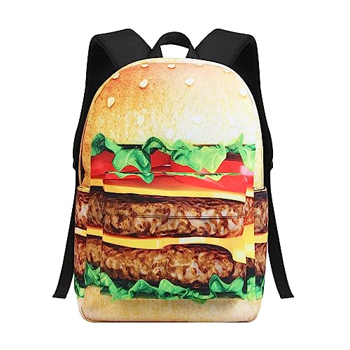 ENDUO DESIGN Backpack Cosmic Starry Sky 17 inch 3D Printed Leisure Schoolbag Girl Boy Black Hiking Day Bag Schoolbag (hamburger)