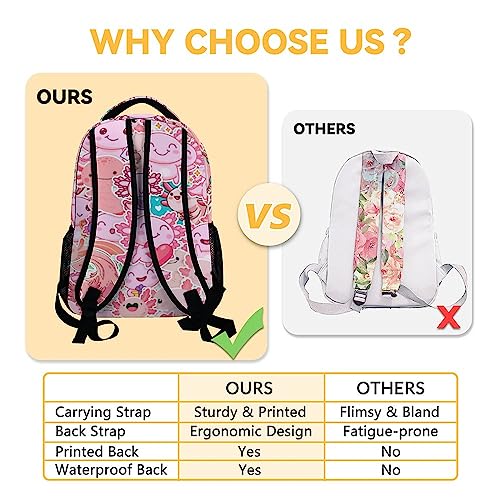 CUNEXTTIME Axolotl Backpack for Girls Boys, 16 Inch Cute Bookbag with Large Capacity, Durable Lightweight Travel Laptop School Bags with Adjustable Straps