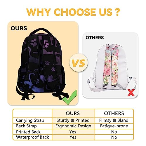 COOPASIA Cat Backpack for Girls Boys, 16 Inch Cat Theme Bookbag with Adjustable Straps, Durable, Lightweight, School Bag with Large Capacity