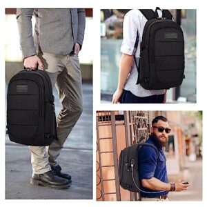 QWARVEL Laptop Backpack with USB Charging Port, Travel Laptop Backpack, Fashion Computer Backpack, 15.6 Inch Men's Ladies Computer Backpack, Black