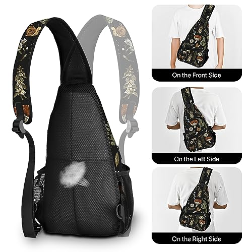 Yrebyou Mushroom Sling Bag Travel Sling Backpack Women Casual Shoulder Daypack Lightweight for Sports Running Cycling Fitness