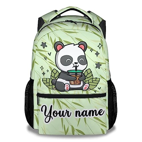 COOPASIA Personalized Panda Backpack for Girls Boys, 16 Inch Panda Theme Bookbag with Adjustable Straps, Durable, Lightweight, School Bag with Large Capacity