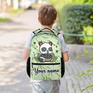 COOPASIA Personalized Panda Backpack for Girls Boys, 16 Inch Panda Theme Bookbag with Adjustable Straps, Durable, Lightweight, School Bag with Large Capacity