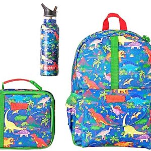 Highlights Dinosaur Glow-in-The-Dark 17" Backpack Set for Kids with 17" Dinosaur Backpack, Insulated Lunch Box, and Leakproof Water Bottle, for Boys and Girls Ages 3+