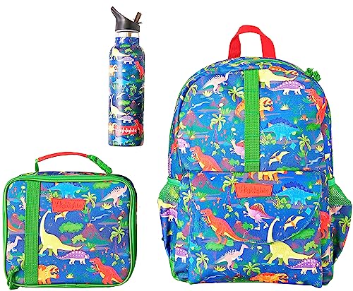 Highlights Dinosaur Glow-in-The-Dark 17" Backpack Set for Kids with 17" Dinosaur Backpack, Insulated Lunch Box, and Leakproof Water Bottle, for Boys and Girls Ages 3+