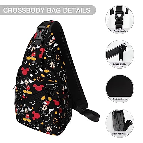 QANPE Cartoon Sling Bag Cute Crossbody Sling Bags for Women Men Travel Hiking Sling Backpack