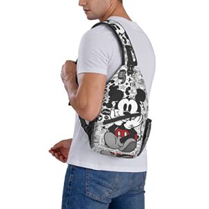 SSNDFVY Women Men Cute Anime Cartoon Sling Bag Crossbody Backpack Shoulder Bag Lightweight Waterproof Chest Bag For Sports Outdoor Trave -F23