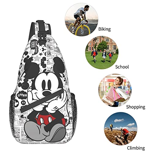 SSNDFVY Women Men Cute Anime Cartoon Sling Bag Crossbody Backpack Shoulder Bag Lightweight Waterproof Chest Bag For Sports Outdoor Trave -F23