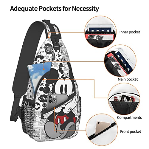 SSNDFVY Women Men Cute Anime Cartoon Sling Bag Crossbody Backpack Shoulder Bag Lightweight Waterproof Chest Bag For Sports Outdoor Trave -F23