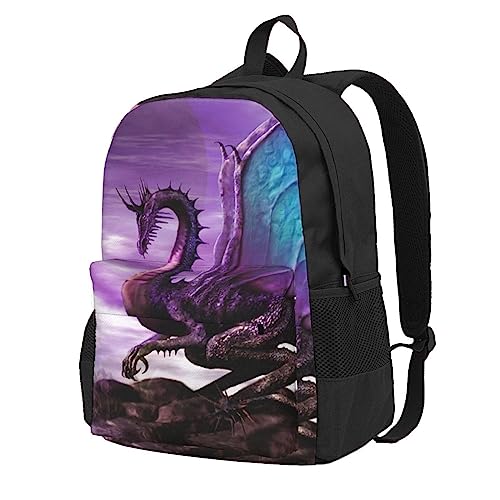 JASMODER Dragon Fantasy Purple Laptop Backpack Hiking Travel Daypack For Men Women And Youth