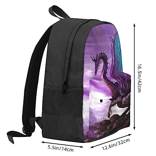 JASMODER Dragon Fantasy Purple Laptop Backpack Hiking Travel Daypack For Men Women And Youth