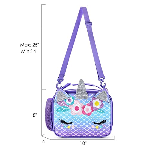 mibasies Girls Backpack for Elementary School, Backpack for Girls 5-8 with Lunch Box(Mermaid)