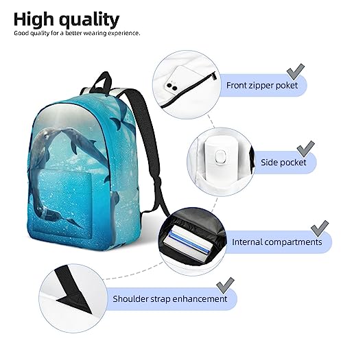 NOKOER Winter The Dolphin Printed Canvas Backpack,Laptop Backpack,Lightweight Travel Rucksack For Men And Women