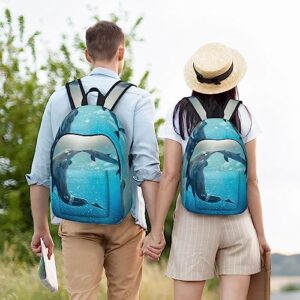 NOKOER Winter The Dolphin Printed Canvas Backpack,Laptop Backpack,Lightweight Travel Rucksack For Men And Women