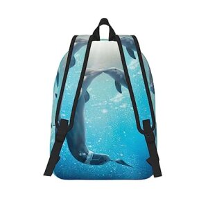 NOKOER Winter The Dolphin Printed Canvas Backpack,Laptop Backpack,Lightweight Travel Rucksack For Men And Women