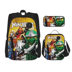 sk3s530b 3pcs set laptop bag cartoon merch backpack bookbag and lunch box pen bag 3 set rucksack