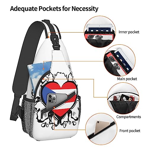 MANQINF Puerto Rico Flag Sling Bag,Multipurpose Crossbody Backpack Shoulder Chest Bag for Women Men Travel Hiking Daypack