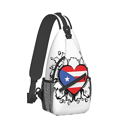 MANQINF Puerto Rico Flag Sling Bag,Multipurpose Crossbody Backpack Shoulder Chest Bag for Women Men Travel Hiking Daypack