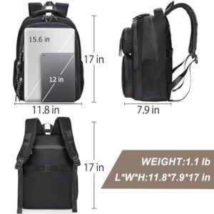 AUGUST 18 Casual Laptop Backpack - Nylon Water Resistant Daypack Backpacks with Breathable Shoulder Straps and Luggage Belt for Women Men Travel Work Commute, 25L(Black)