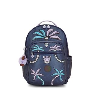 kipling seoul large metallic 15" laptop backpack admiral bl palm