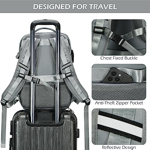 Hynes Eagle Carry on Backpack 20L Travel Backpack for Women Men Laptop Backpack 14 inches Flight Approved Casual Daypack BlueGrey