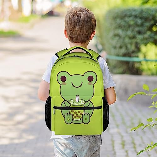 COOPASIA Frog Backpack for Girls Boys, 16 Inch Frog Theme Bookbag with Adjustable Straps, Durable, Lightweight, School Bag with Large Capacity